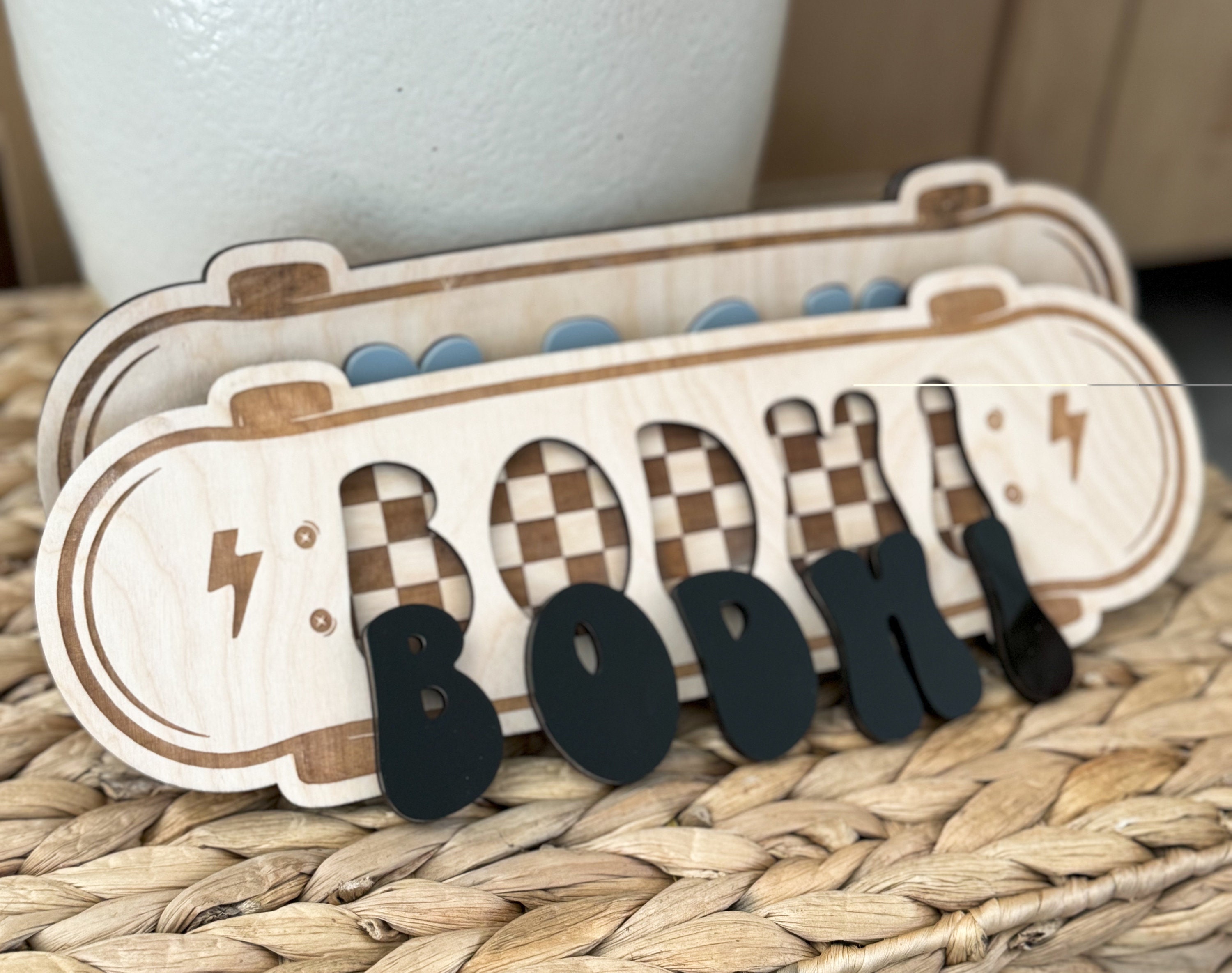 Personalized Skateboard Name Puzzle: Wooden Montessori Toy - Etsy