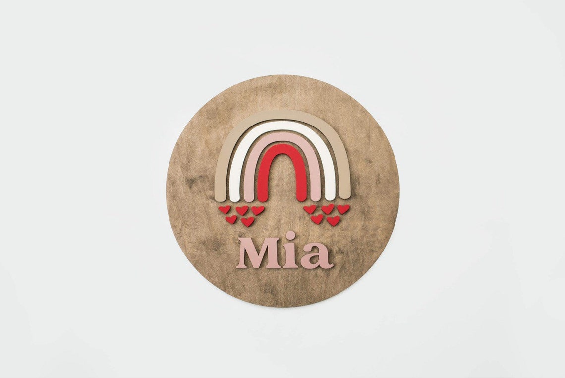 Boho Baby Name Sign / Rainbow Baby Round/baby Name Wood Sign / | Etsy