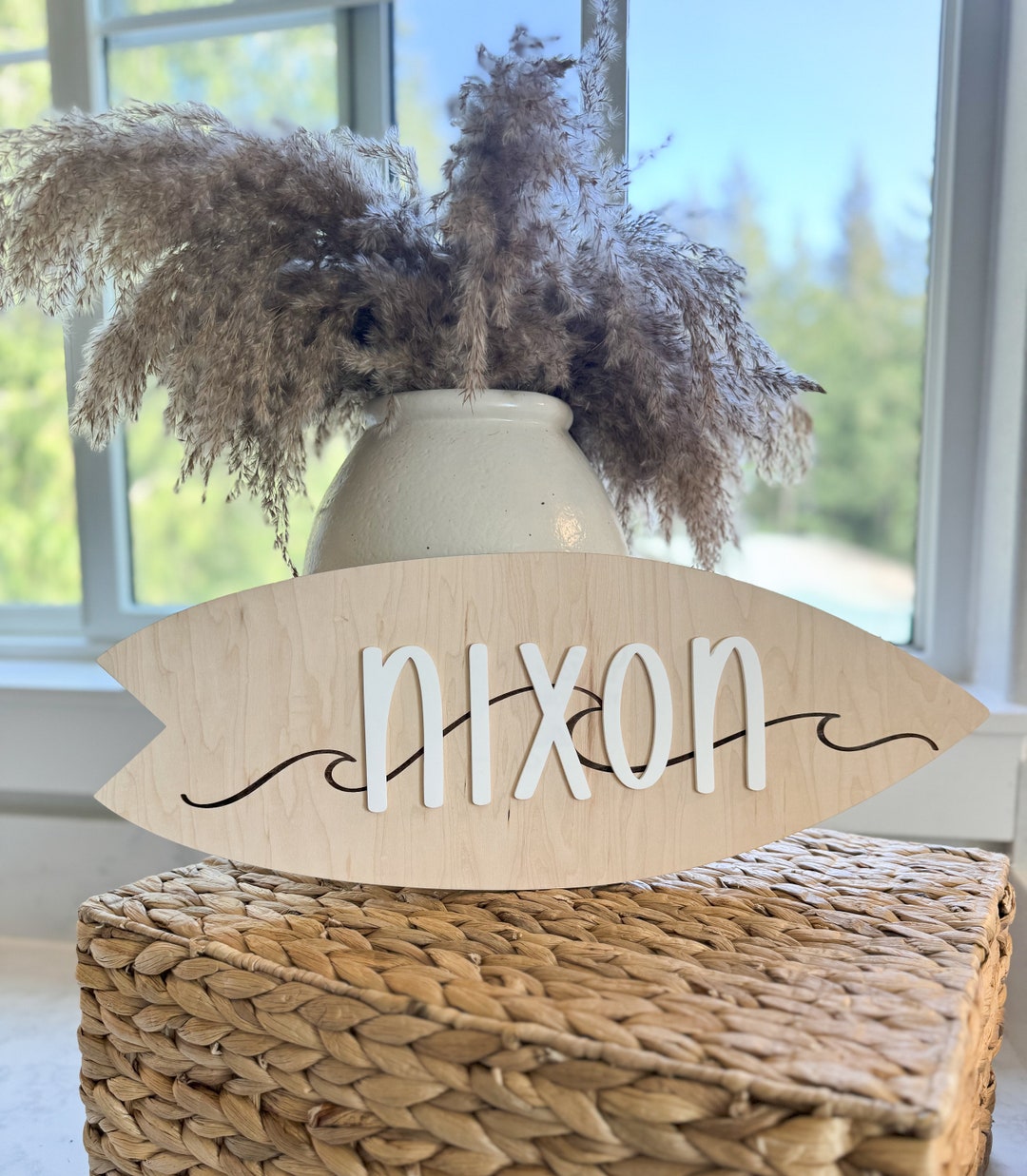 Personalized Surfboard Decor: Boho Beach Theme, Custom Name Sign - Etsy