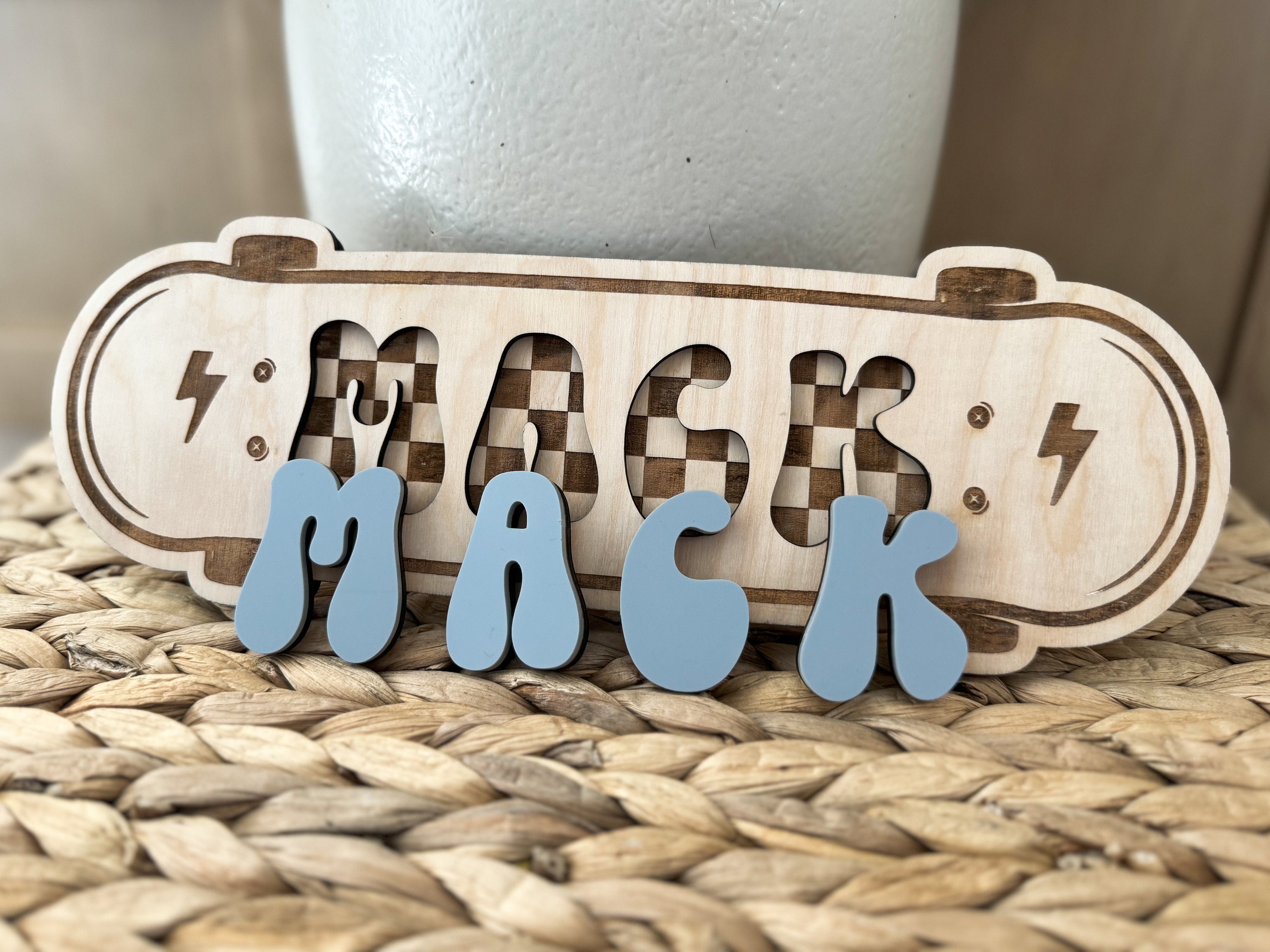 Personalized Skateboard Name Puzzle: Wooden Montessori Toy - Etsy