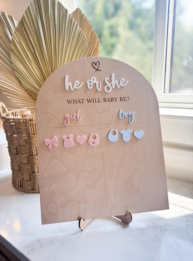 Personalized Gender Reveal Board: Reusable Baby Shower Game, Photo Prop ...