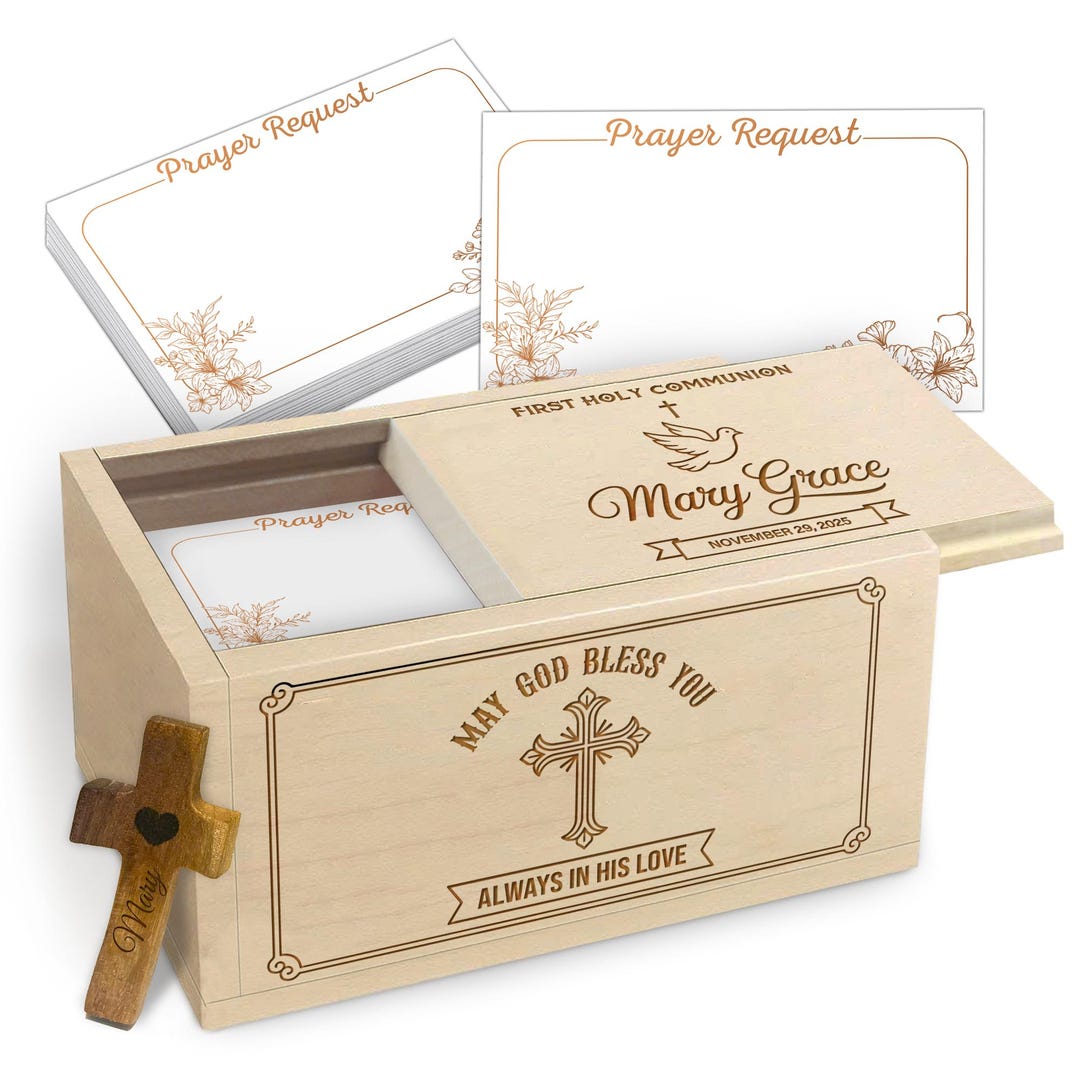Personalized First Holy Communion Prayer Box, Wooden Christian Keepsake ...