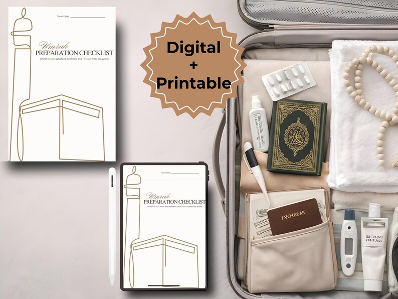 Umrah Preparation Checklist Printable Islamic Travel Packing List ...