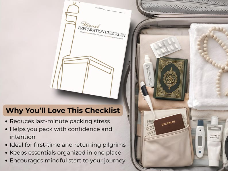 Umrah Preparation Checklist Printable Islamic Travel Packing List ...