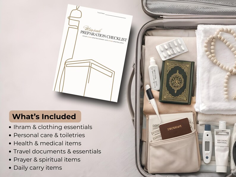 Umrah Preparation Checklist Printable Islamic Travel Packing List ...