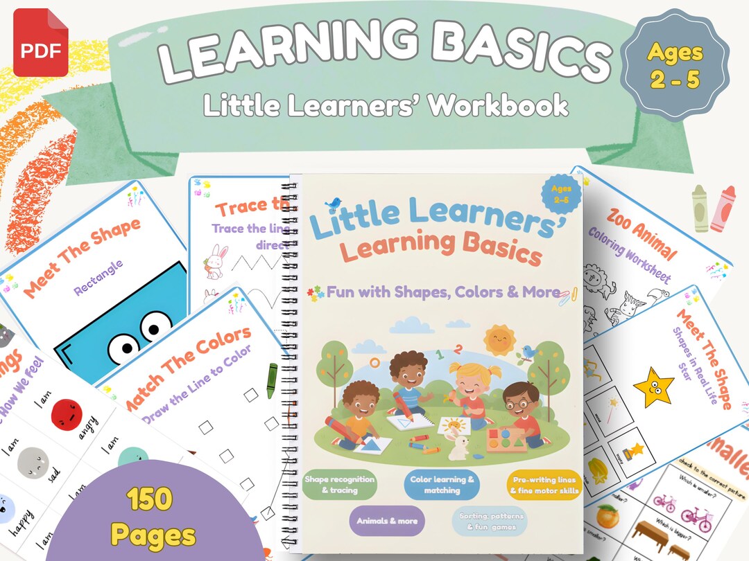 Pre K Learning Basics Workbook Printable Preschool Activities Early ...