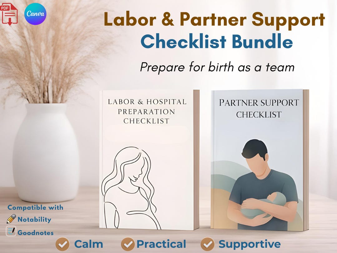 Labor & Partner Support Checklist Bundle: Canva Editable, Printable PDF ...