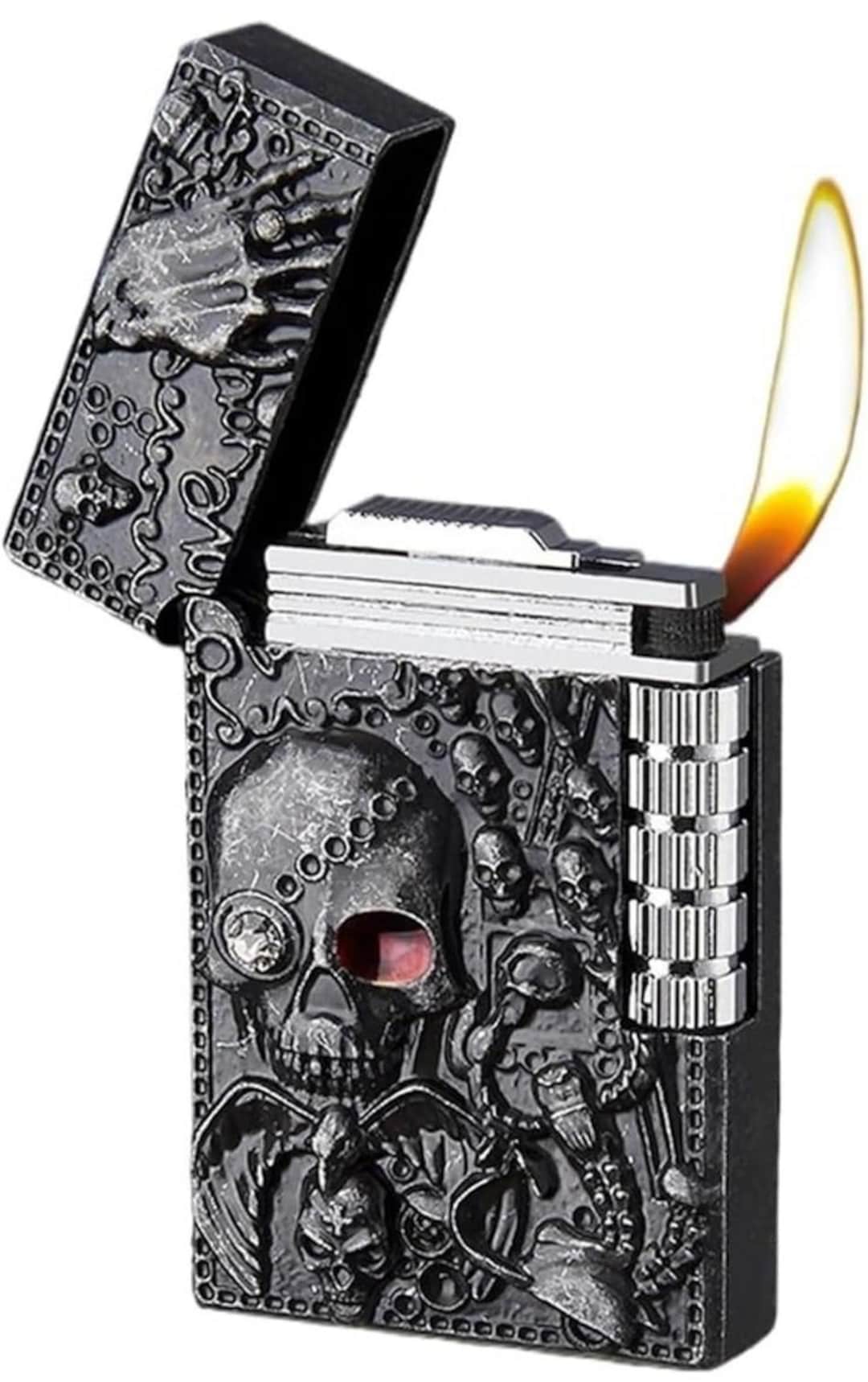 Vintage-style Metal Lighter With a Detailed 3D Skull Design - Etsy