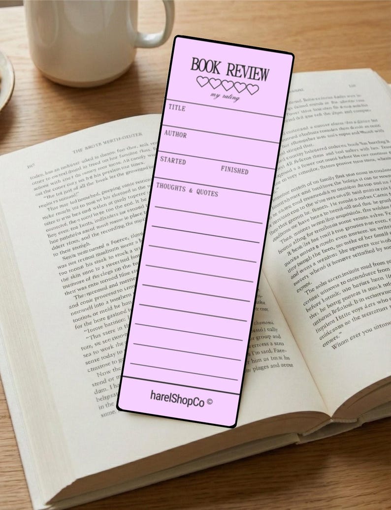 Printable Book Review Bookmark, Double Sided Reading Log, Star Rating ...
