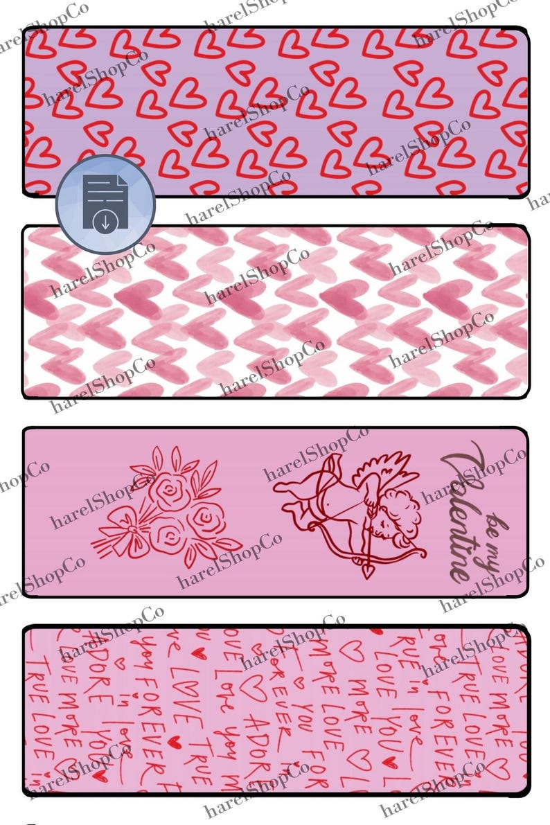 4 Printable Valentine's Day Bookmarks, Cute Hearts & Love Quotes, Pink ...