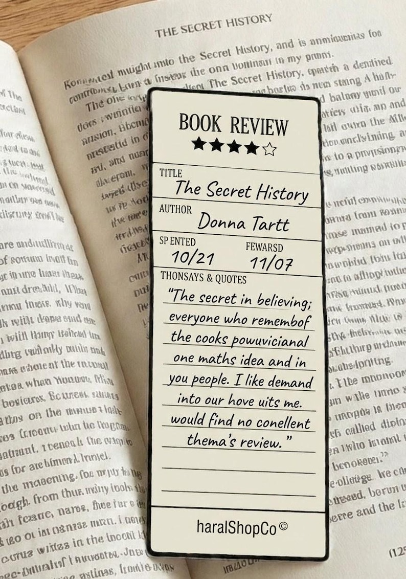 Printable Book Review Bookmark, Double Sided Reading Log, Star Rating ...