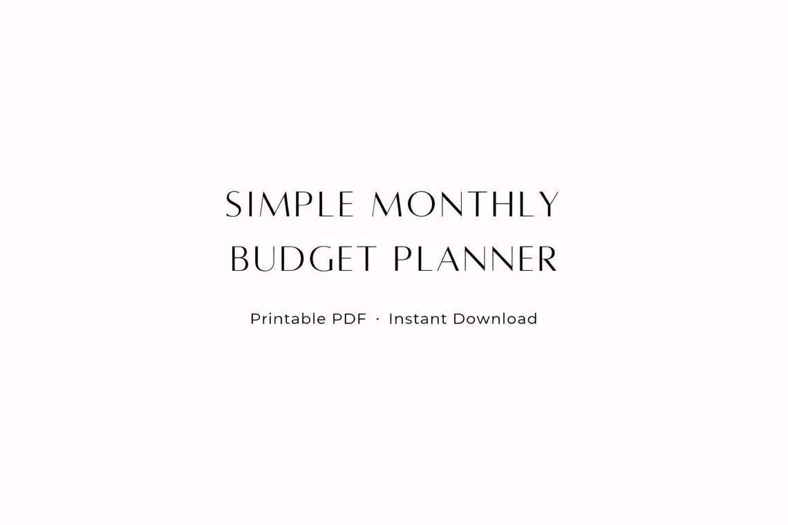 Simple Monthly Budget Planner Printable PDF | Minimal Budget Worksheet ...