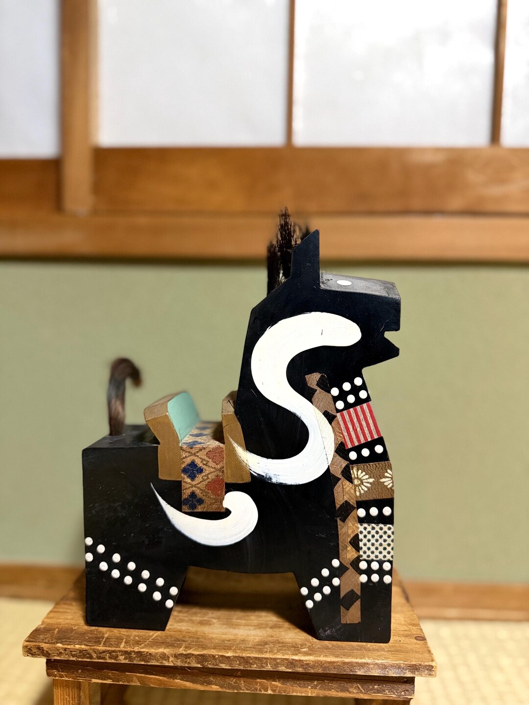Vintage Miharu Koma Japanese Wooden Horse - Traditional Folk Toy From ...