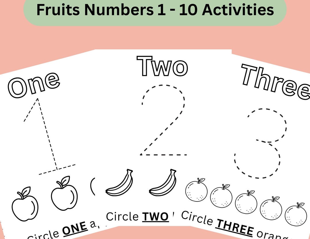 Fruits | Numbers 1-10 Worksheets | Preschool Math, Tracing, Counting ...