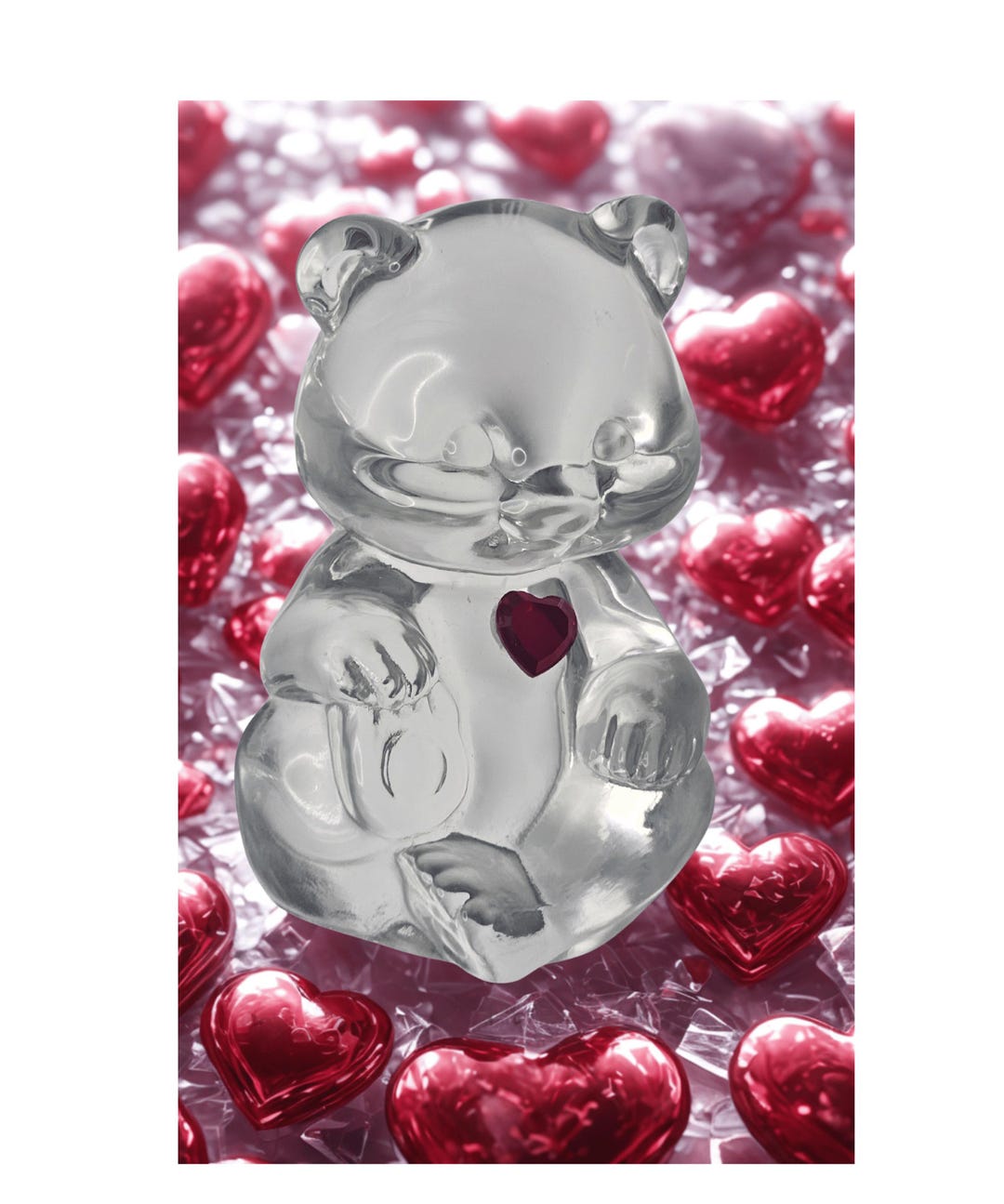 Vintage Fenton Art Glass "birthstone Bear" Figurine With Red Ruby Heart ...