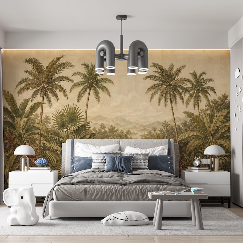 Jungle Sepia Wallpaper - Etsy
