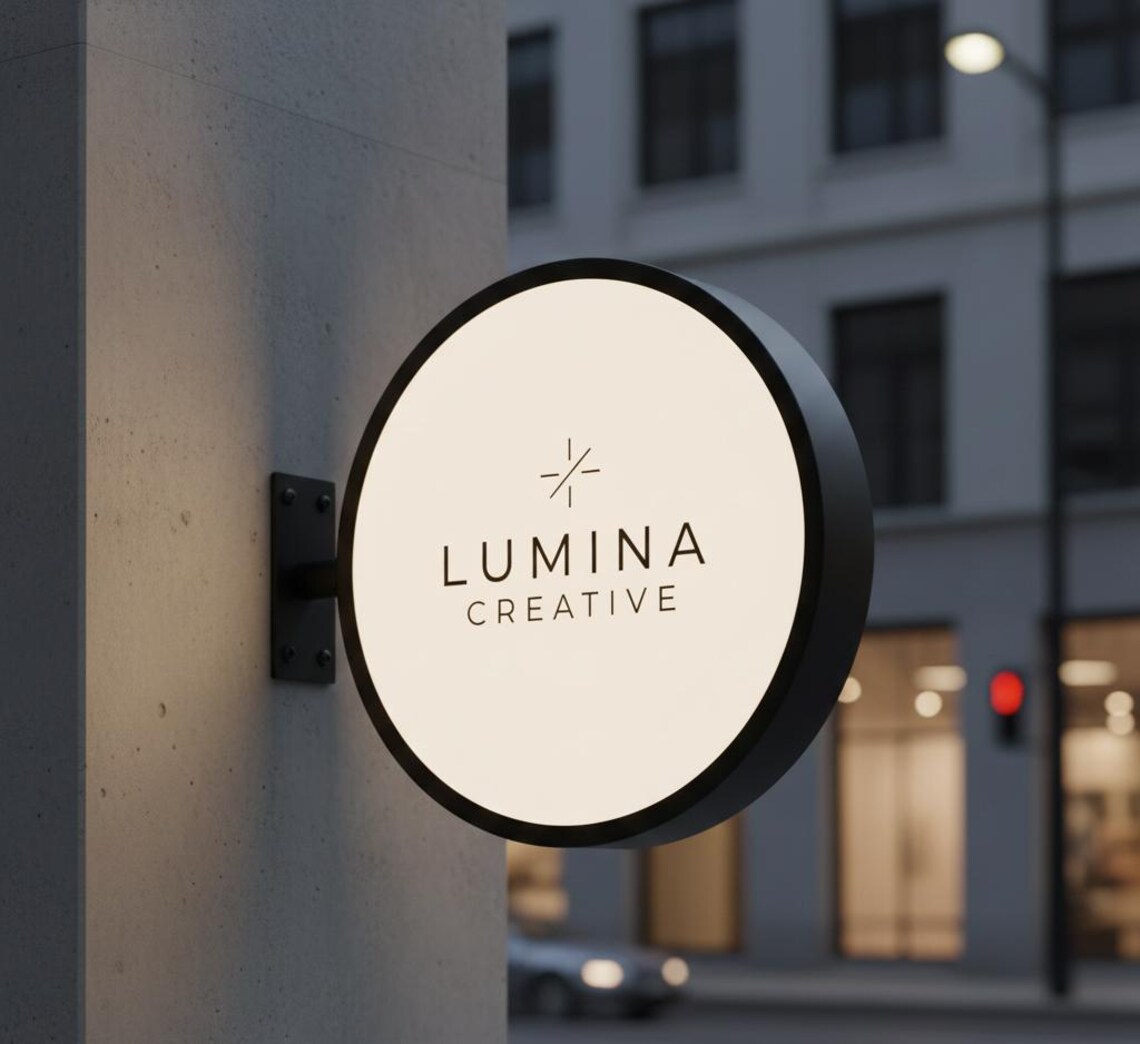 Round LED Business Sign – Double-sided Illuminated Light Box, Custom 3D ...