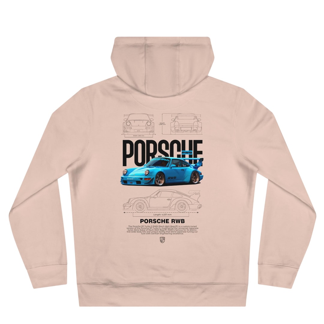 Porsche RWB Blueprint Illustration Hooded Sweatshirt | Retro Car ...