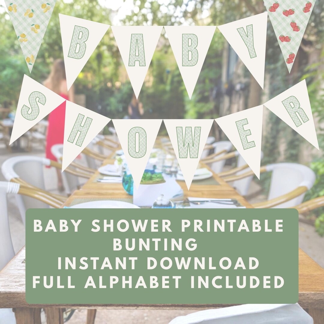 Strawberry Baby Shower Bunting Banner, Full A-Z Alphabet & Numbers ...