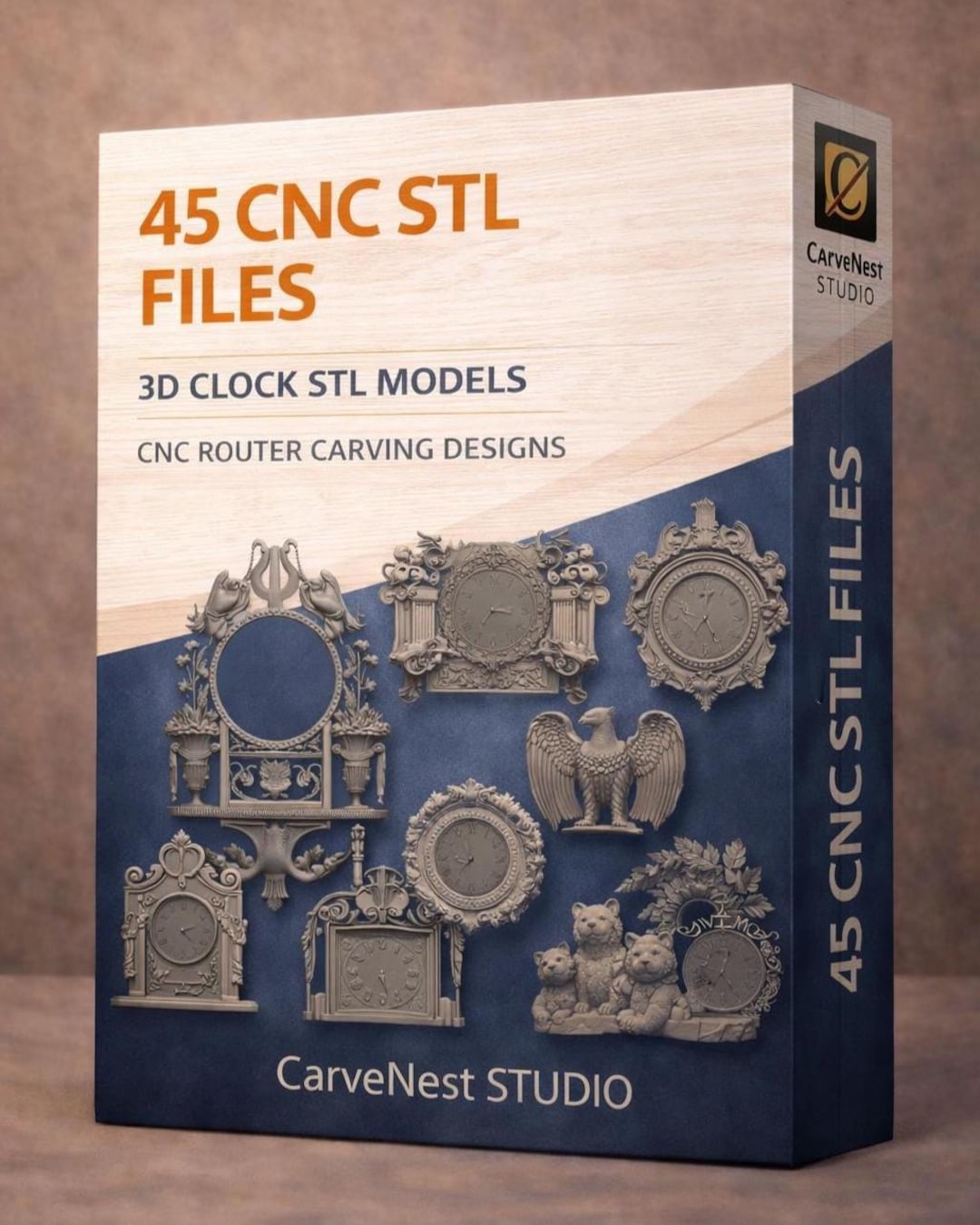 45 Decorative Wall Clock STL Models for CNC Router, 3D Relief Clock ...