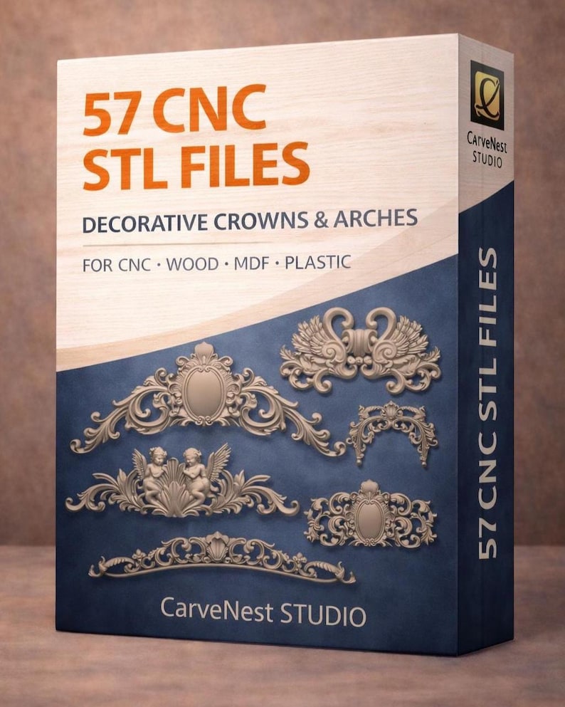 57 Crown & Arch STL Models for CNC Router, 3D Decorative Carving Files ...