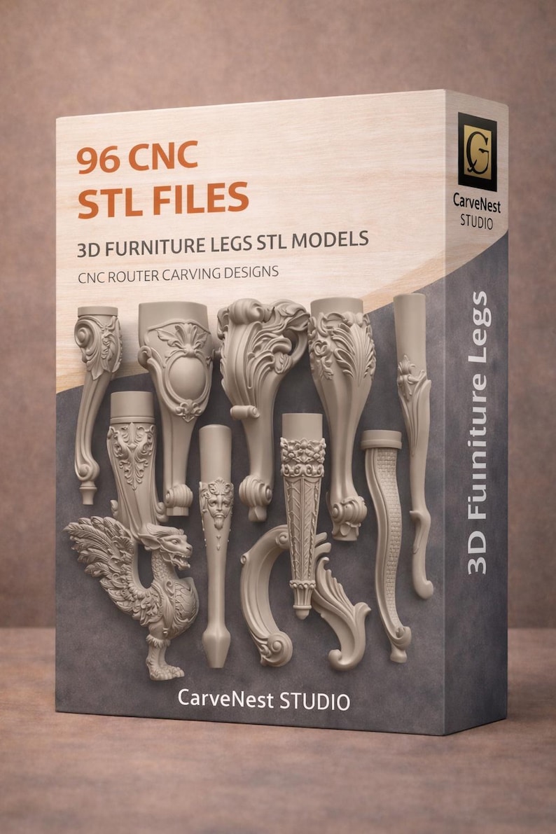 96 CNC Furniture Leg STL Models – Router Carving Designs (digital ...