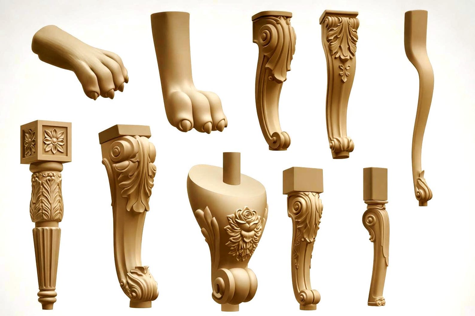 96 CNC Furniture Leg STL Models – Router Carving Designs (digital ...