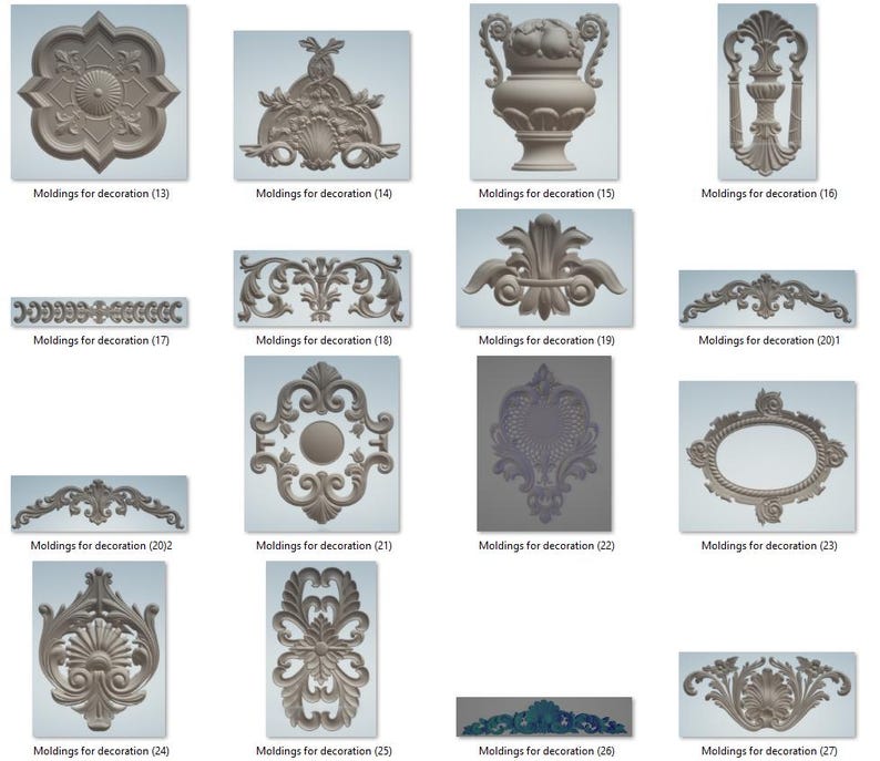 416 CNC STL Files – Architectural Ornamental Moldings for Wall Decor ...