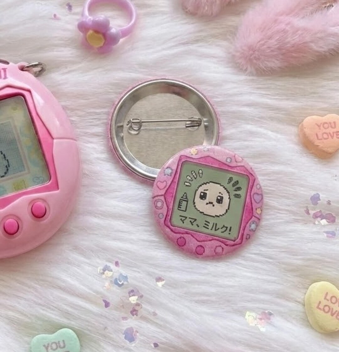 Pink Virtual Pet Pin – Y2K Pixel Art Badge - Etsy