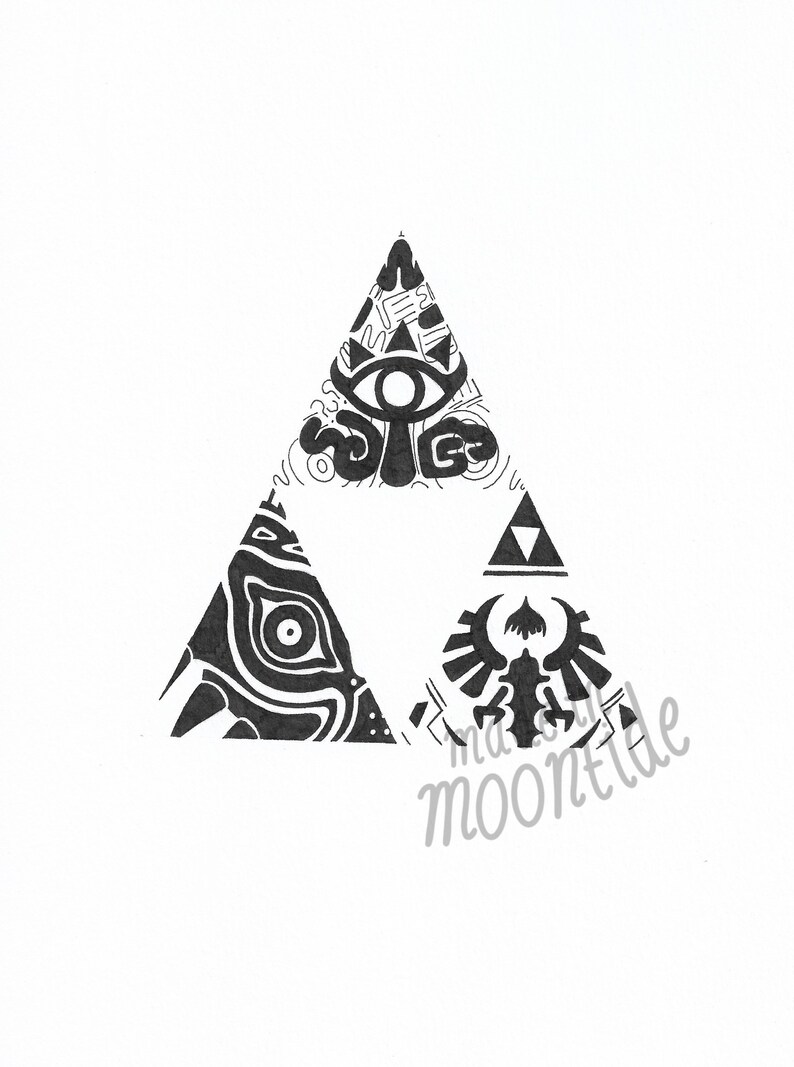 Nintendo Legend of Zelda Triforce Ink Drawing featuring | Etsy