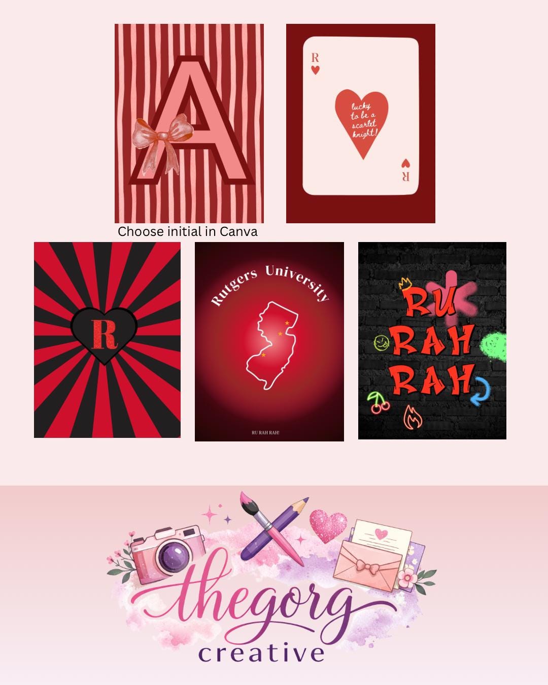 Rutgers Wall Art Set of 5 | Scarlet Knight Dorm Decor | Digital ...