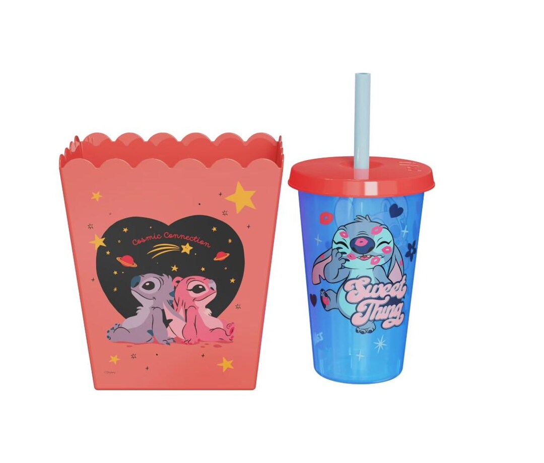 Stitch Snack N Sip Set – Popcorn Bucket 50 Oz & 16 Oz Tumbler With ...