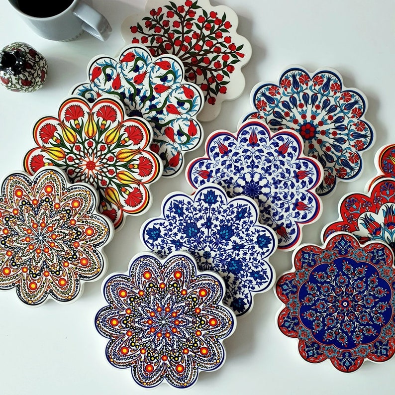 Turkish Ceramic Trivet 7.2", Ceramic Tile Coaster, Hot Pot Pad, Pot ...