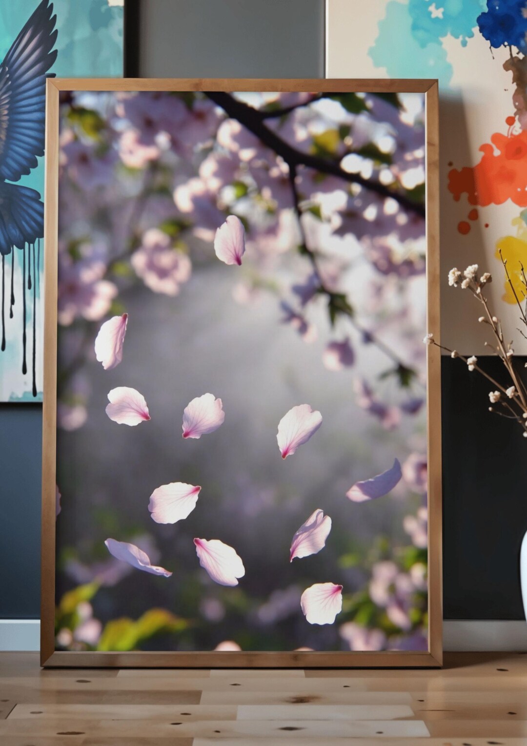 Gentle Floating Cherry Blossom Wall Art Printable #1 – Whimsical Misty ...