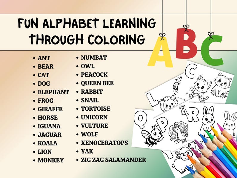 26 Big Alphabet | Animal Alphabet Coloring Pages, Educational Animal ...