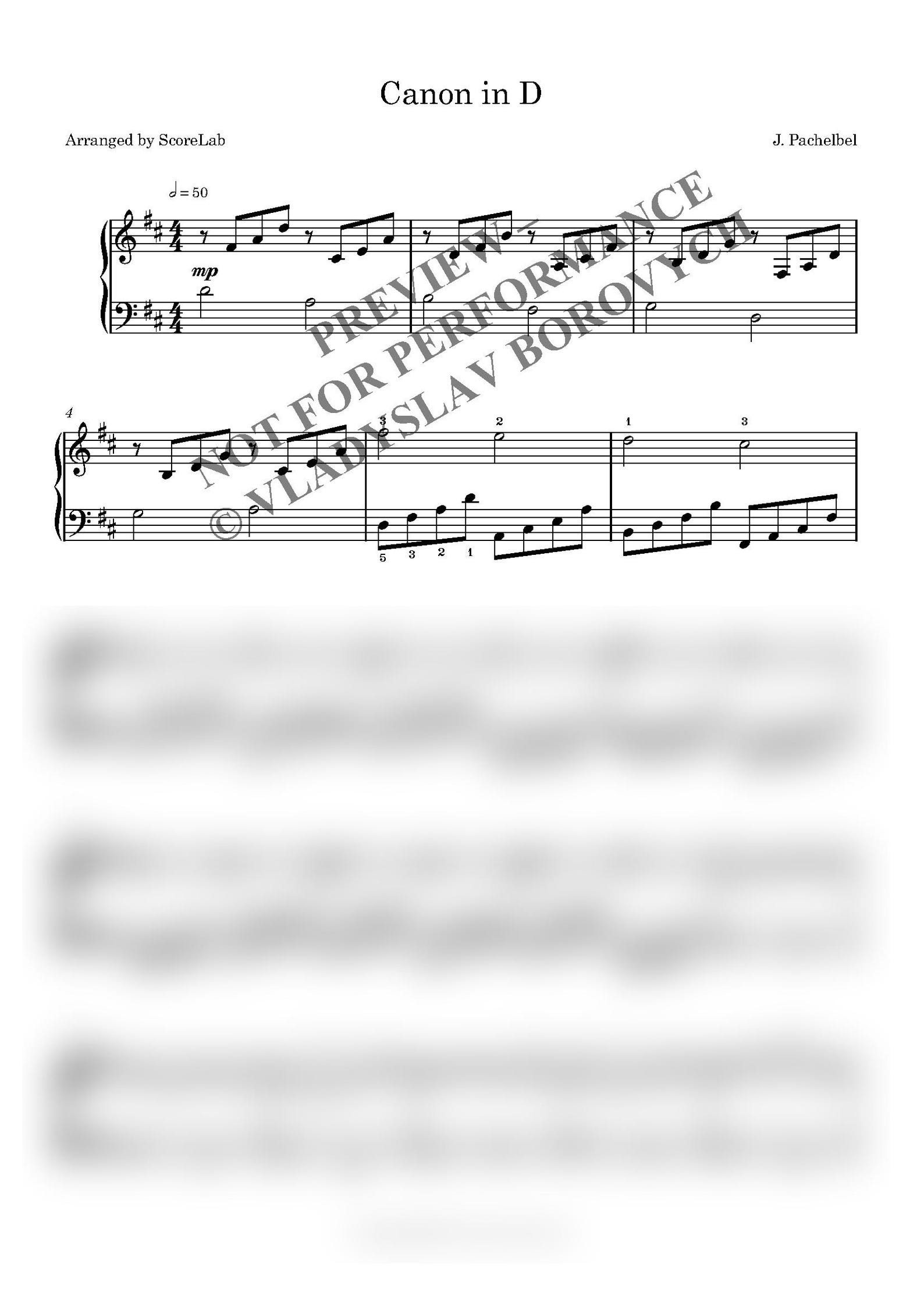 Canon in D – Easy Piano Sheet Music for Beginners | Simplified Piano ...