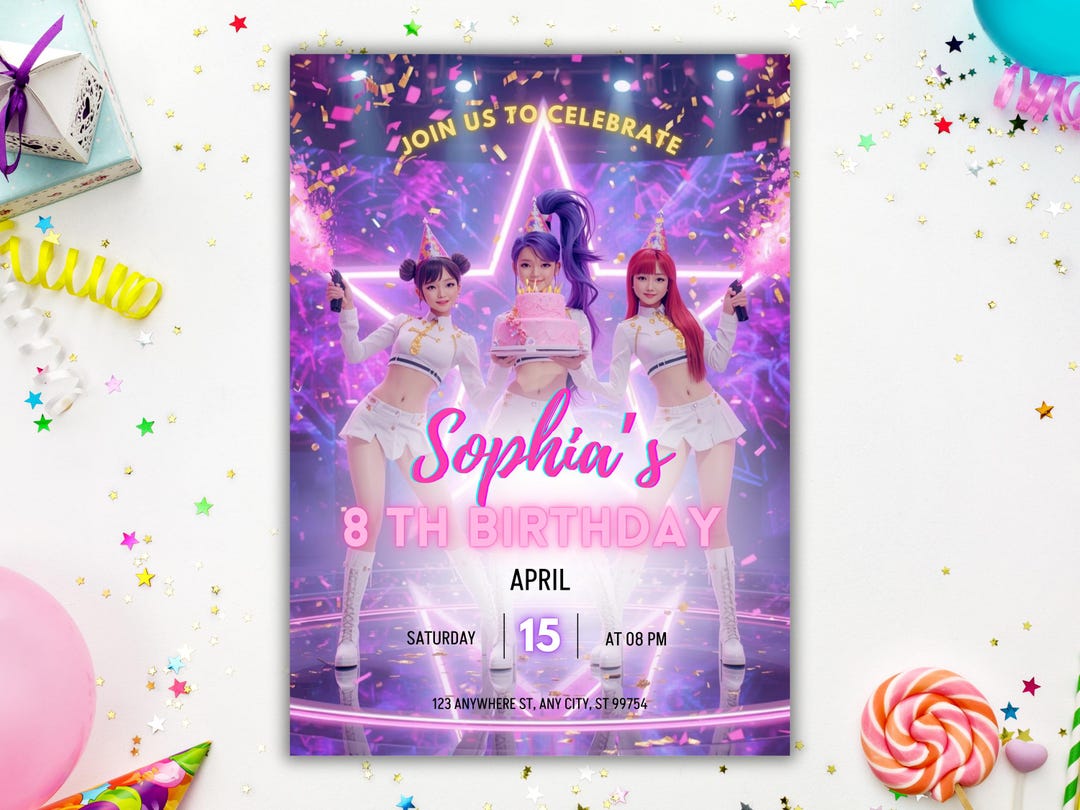 K-pop Idol Birthday Invitation: Mystic Pop Star Party (canva Template ...