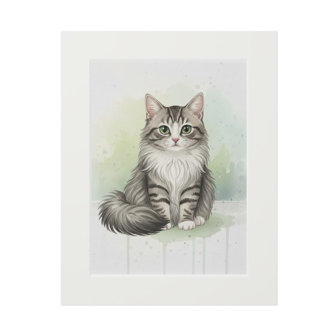 Grey Tabby Cat Fine Art Print | Passepartout Paper Frame - Etsy