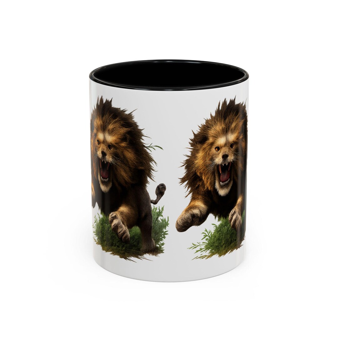 Roaring Lion Illustration Accent Coffee Mug | 11oz 15oz - Etsy