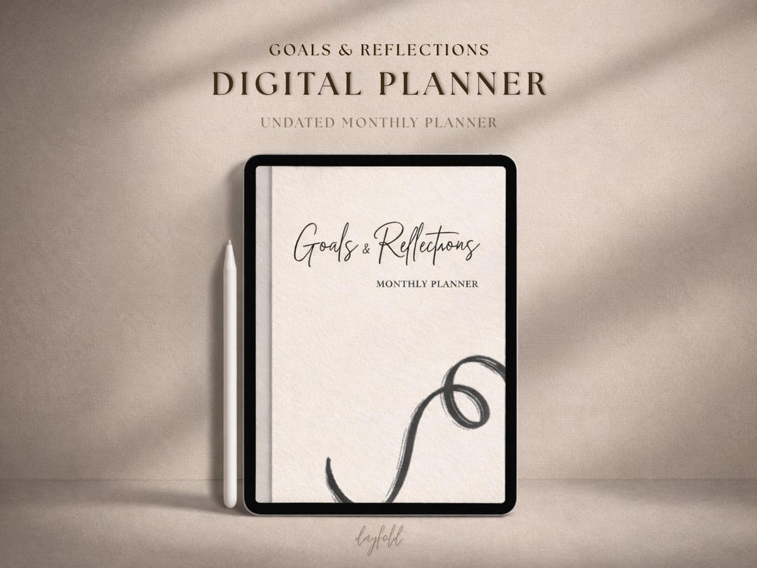 Digital Planner Undated Monthly Goals Reflections Downloadable PDF iPad ...