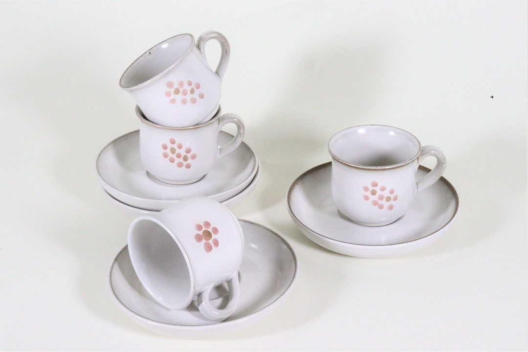 Set of Four Denby 'gypsy' Pink Flower Tea Cups and Saucers - Etsy