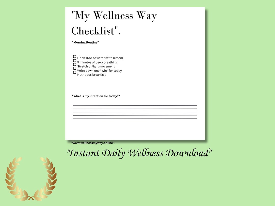 Daily Wellness Checklist Printable, Self Care Morning Routine Tracker ...