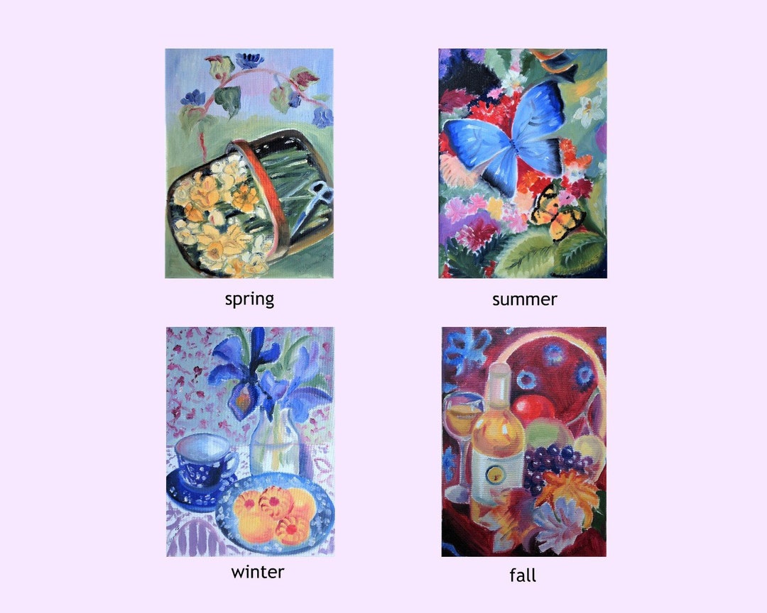 Set of 4 Instant Downloads,four Seasons Prints,art Prints From Original ...