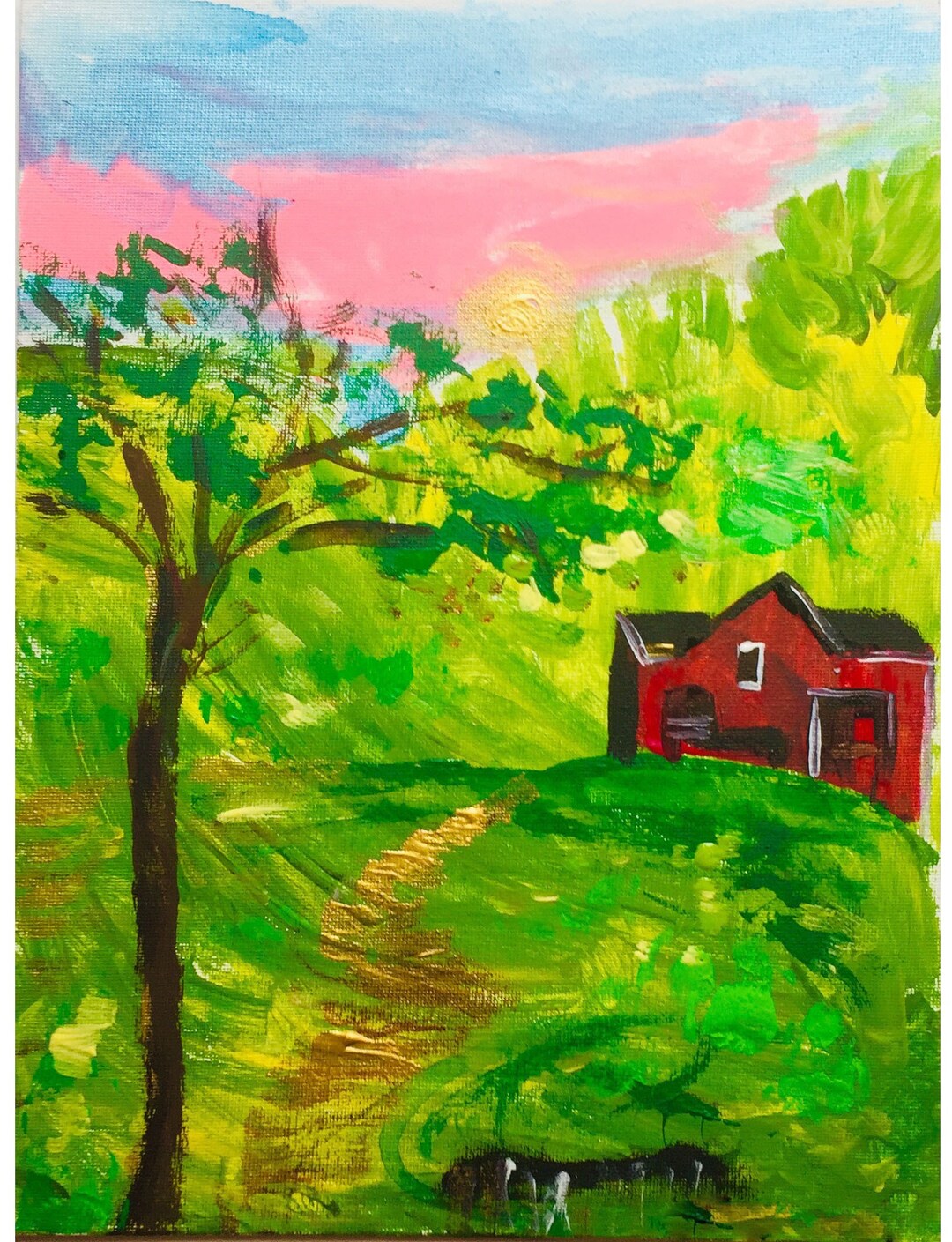 Acrylic on Canvas Board. Titled "summer in Vermont" Fun Painting NOT ...