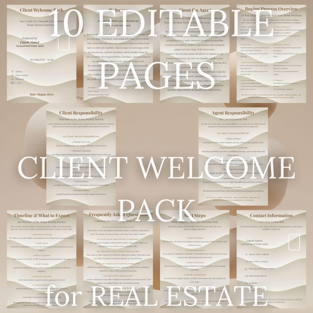 Real Estate Client Welcome Pack Canva Template Editable Buyer ...