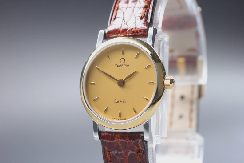 Vintage 1995 Omega De Ville Gold Dial Quartz Cal.1471 Ref.595.1111 ...