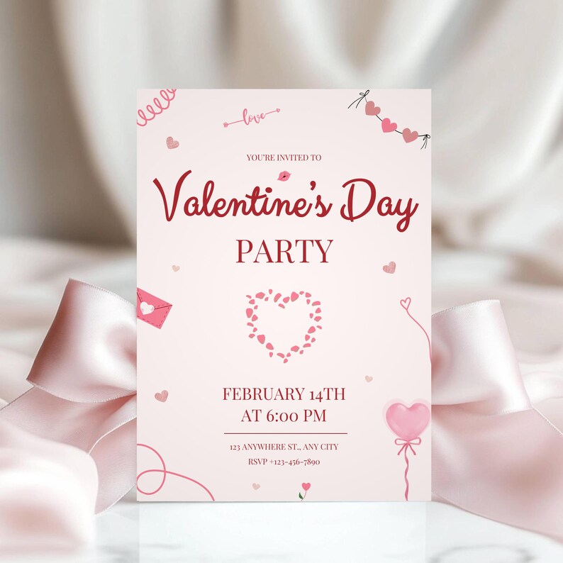 Valentine's Day Party Invitation 2026, Editable Valentine's Day Party ...