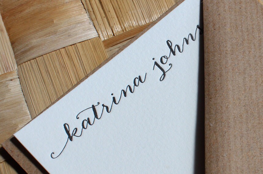 Personalized Letterpress Calligraphy Note Cards Custom - Etsy