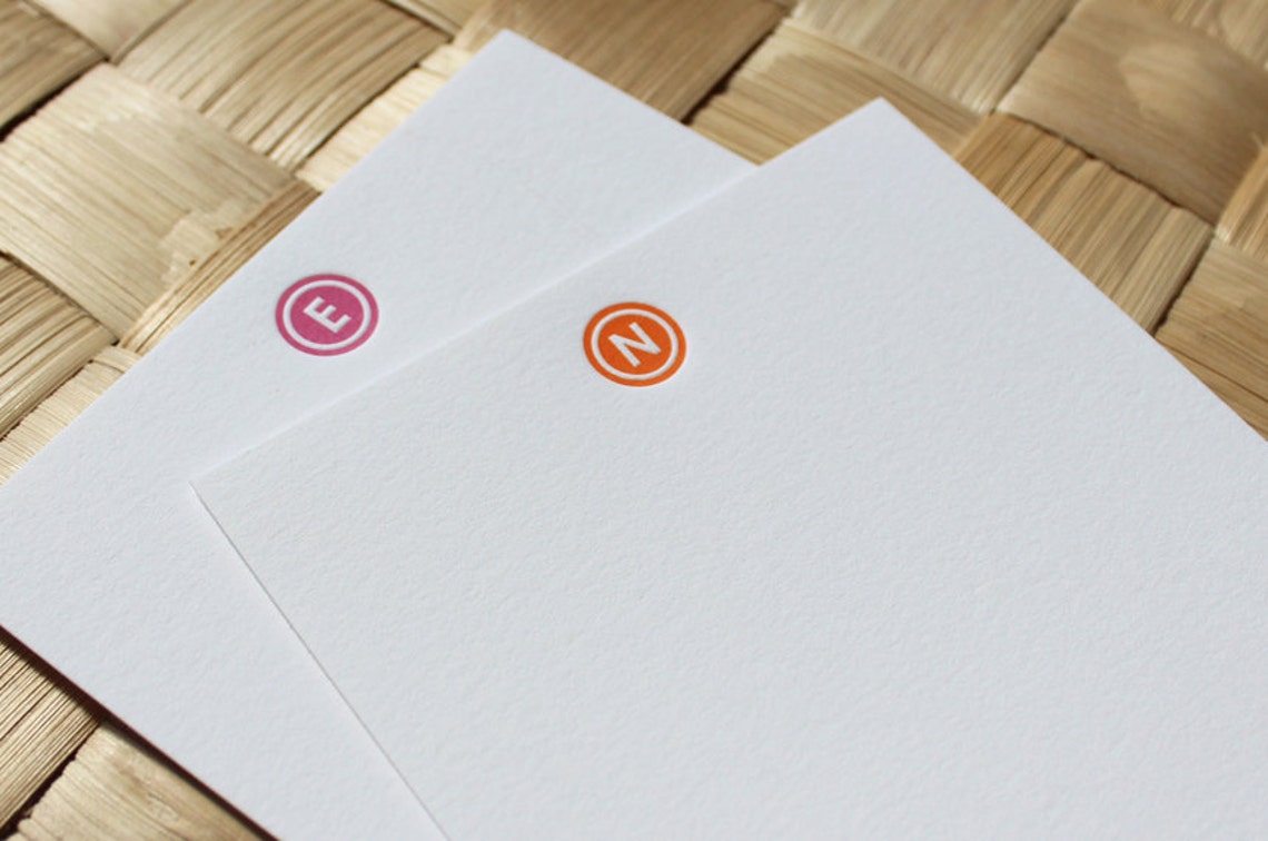 Personalized Letterpress Monogram Note Cards - Etsy