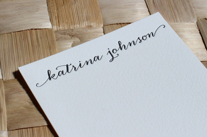 Personalized Letterpress Calligraphy Note Cards Custom - Etsy
